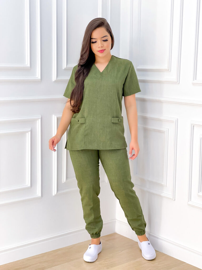Scrubs Brenda Melange Verde Musgo – Yone Jalecos