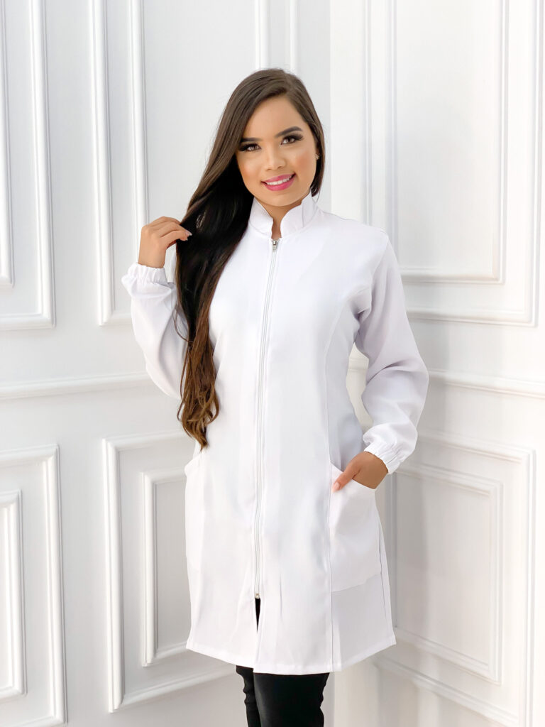 Jaleco Alfaiataria Zíper Branco – Yone Jalecos