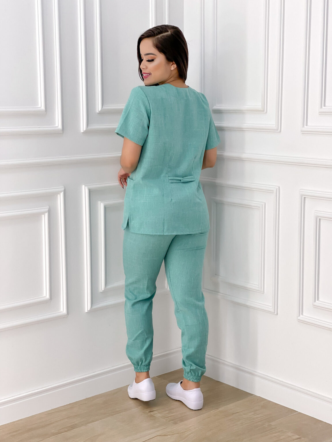 Scrubs Brenda Melange Verde Água – Yone Jalecos