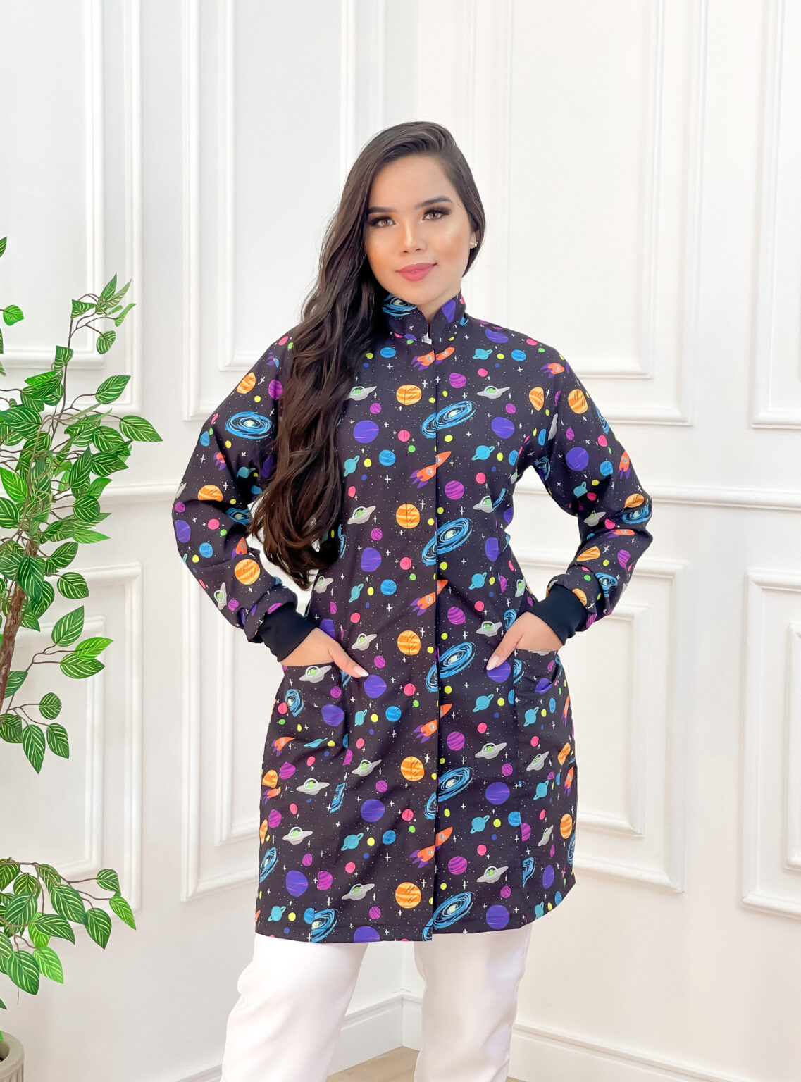 Jaleco Estampado Planeta – Yone Jalecos